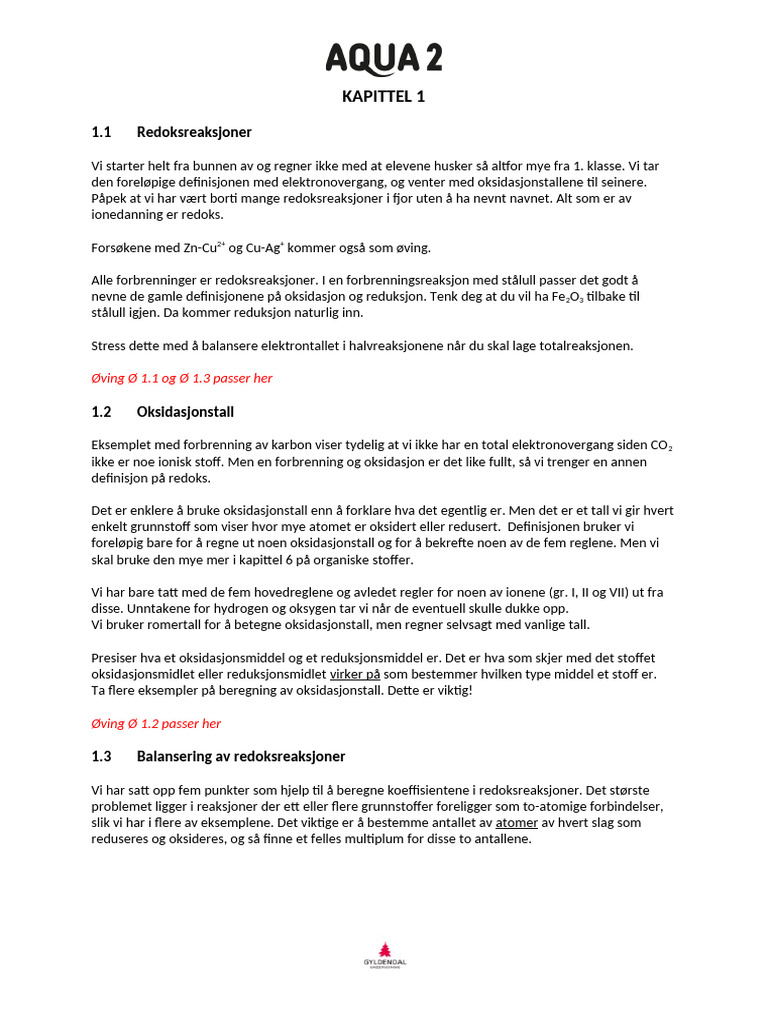 Aqua2 VEILEDNING TIL KAPITTEL 1 | PDF