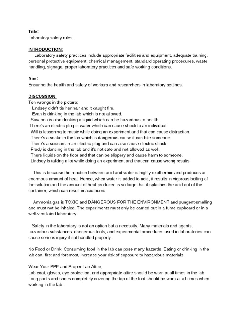 Essential Lab Safety Guidelines | PDF | Laboratories | Personal ...