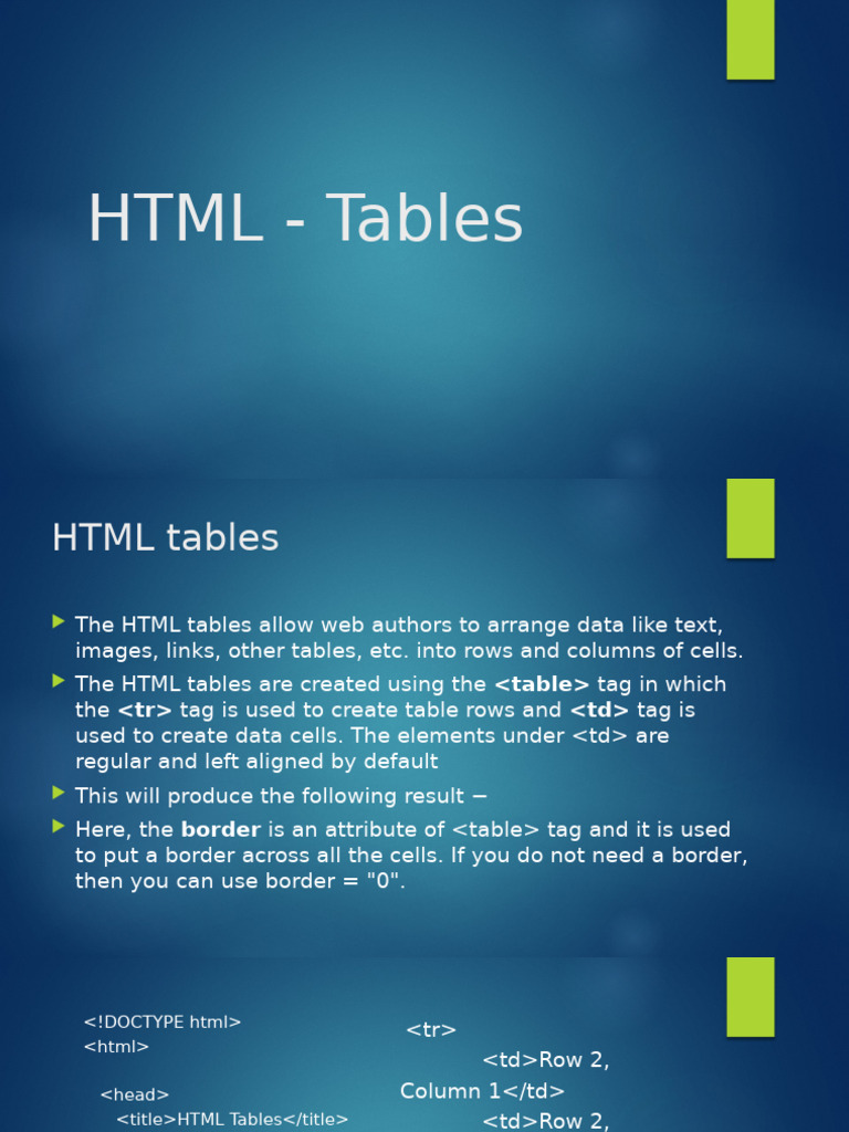 HTML - Tables | PDF