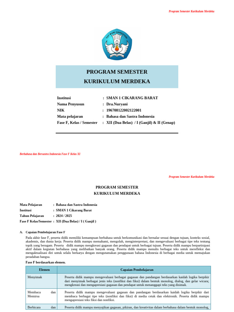 PROMES Kurikulum Merdeka | PDF