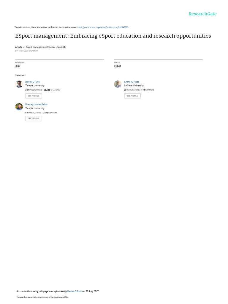 ESport Management Embracing Esport Education and Research Opportunities ...