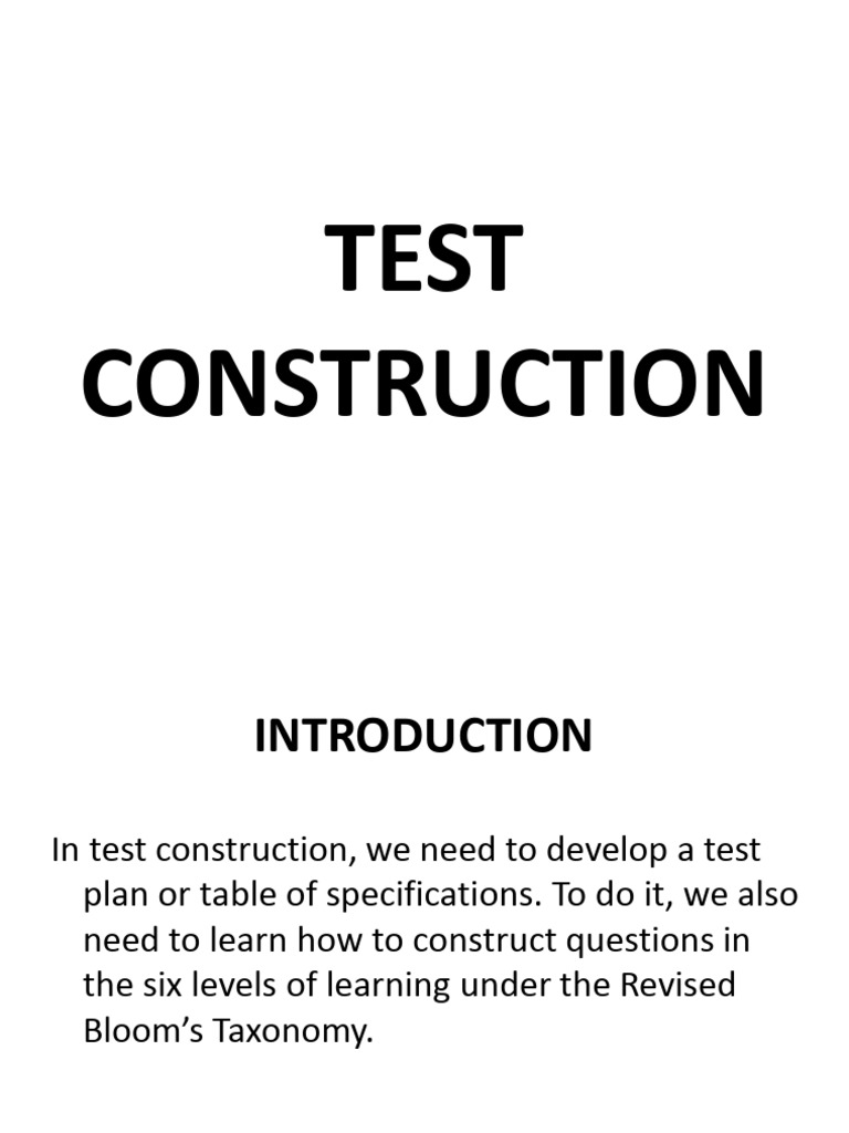 Test Construction Ppt | PDF