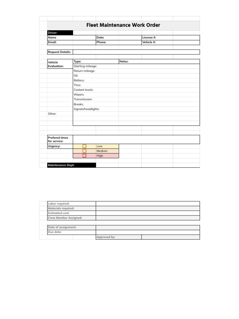 FMX Fleet Maintenance Template | PDF