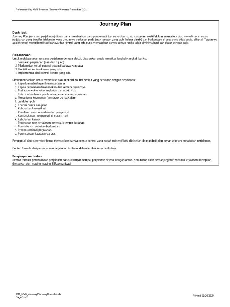 MVS JourneyPlanningChecklist | PDF