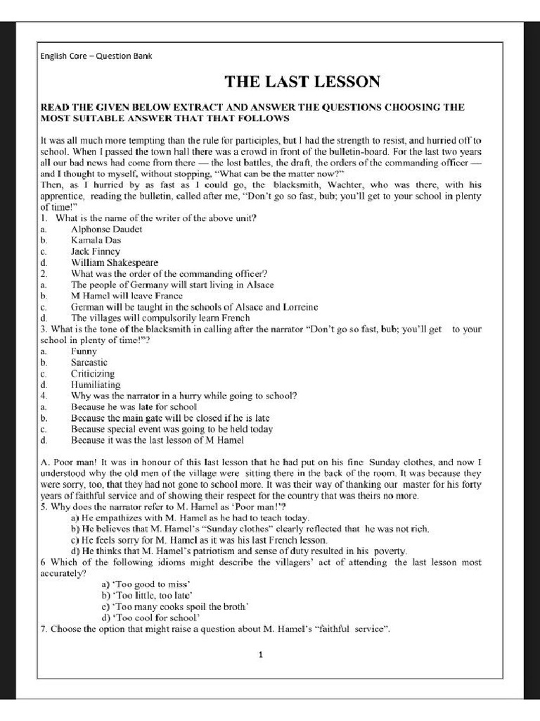 The Last Lesson | PDF