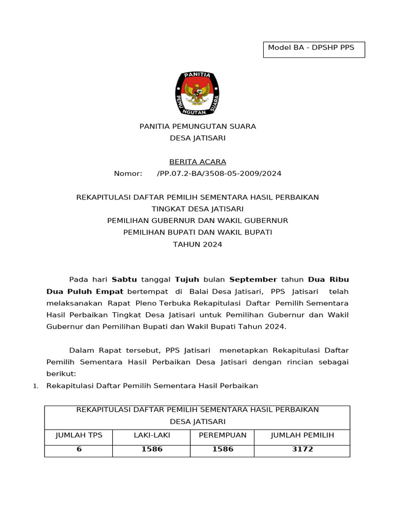 Ba Pleno DPSHP Jatisari Fix | PDF