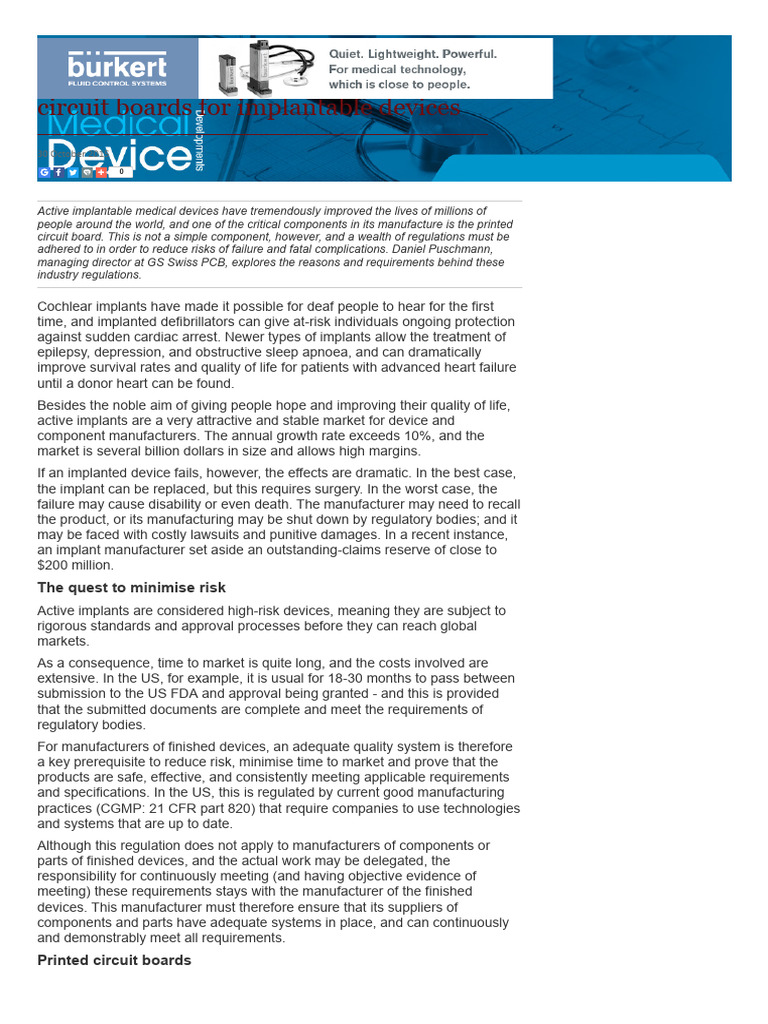 The Risk-Reduction Quest - Printed Circuit Boards For Implantable ...
