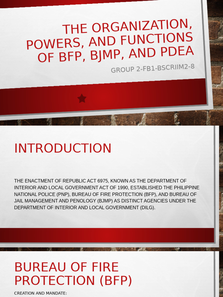 The Organization, Powers, and Functio NS of BFP, BJMP, and Pde A | PDF