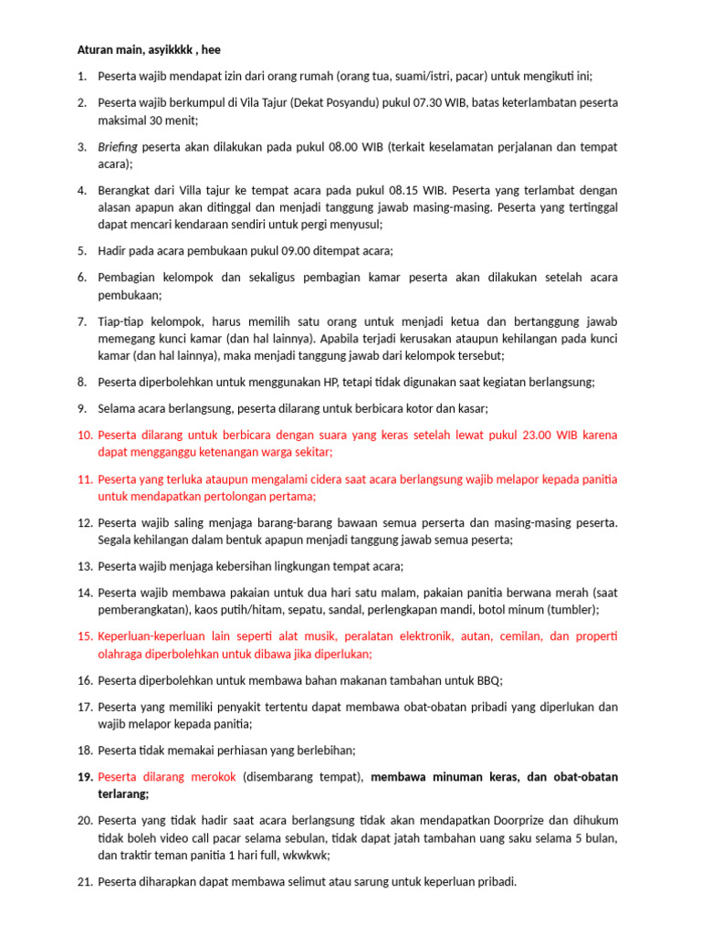 Draft Aturan Main | PDF
