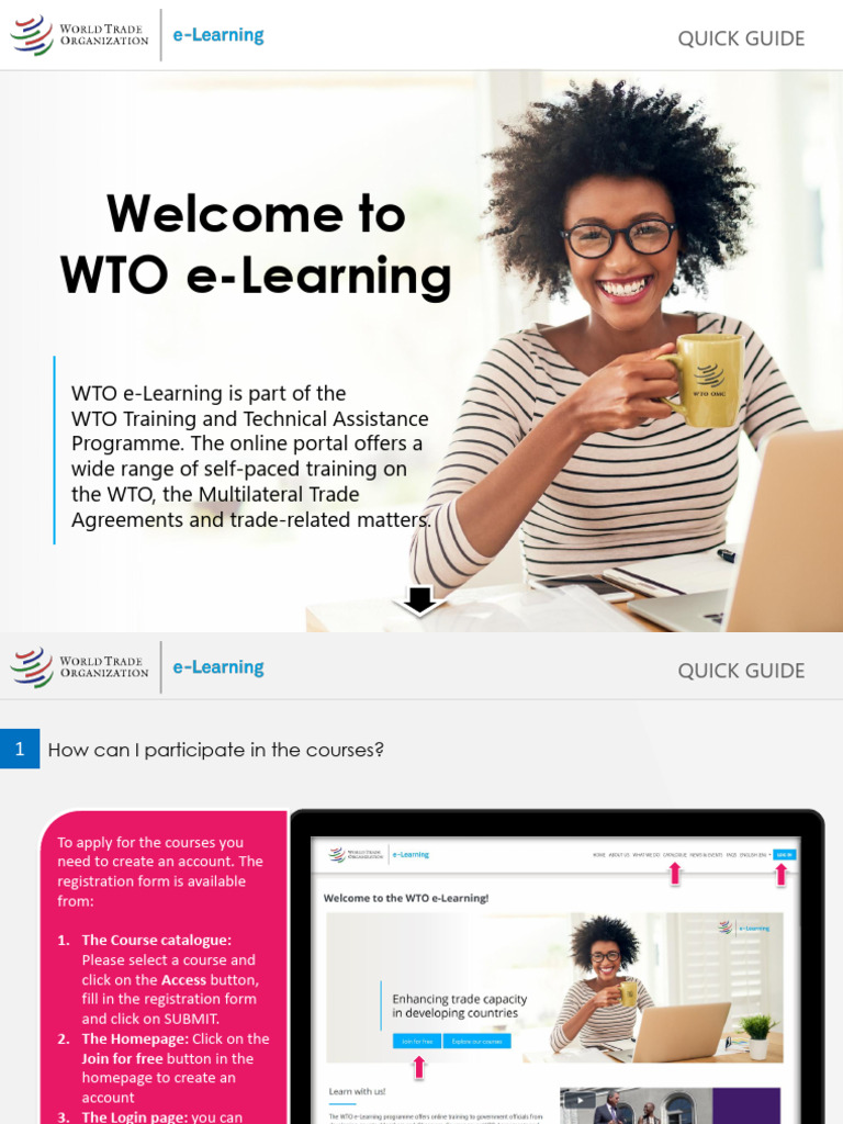 WTO E-Learning - Quick Guide - English | PDF