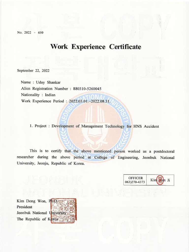 Work Experience Certificate | PDF