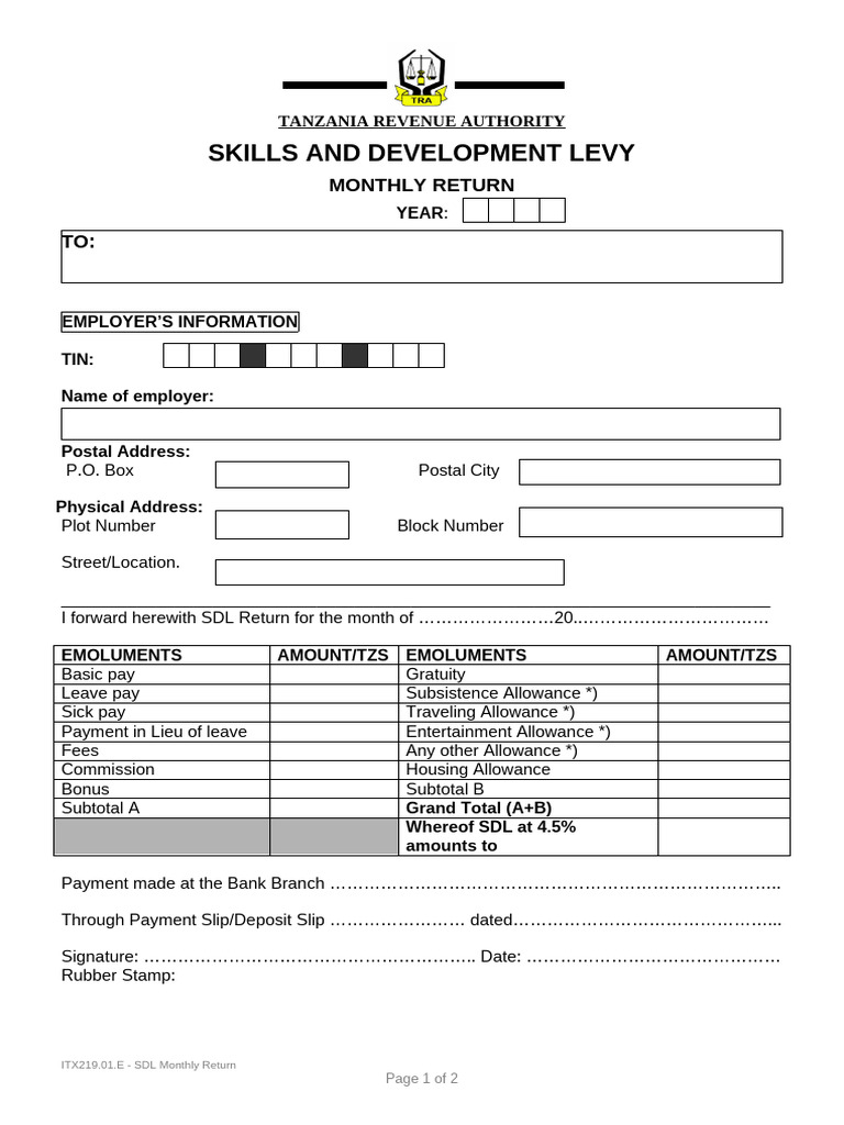 ITX-219-01-E-SDL Monthly Returns | PDF