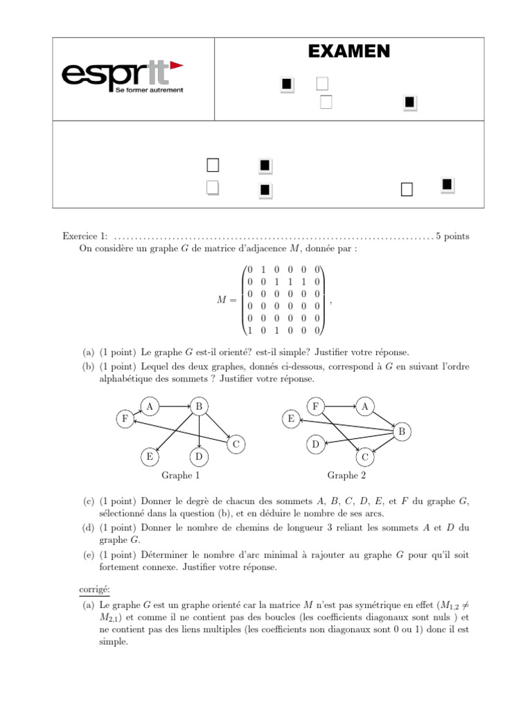 Correction Examen Mathématiques 2024 | PDF