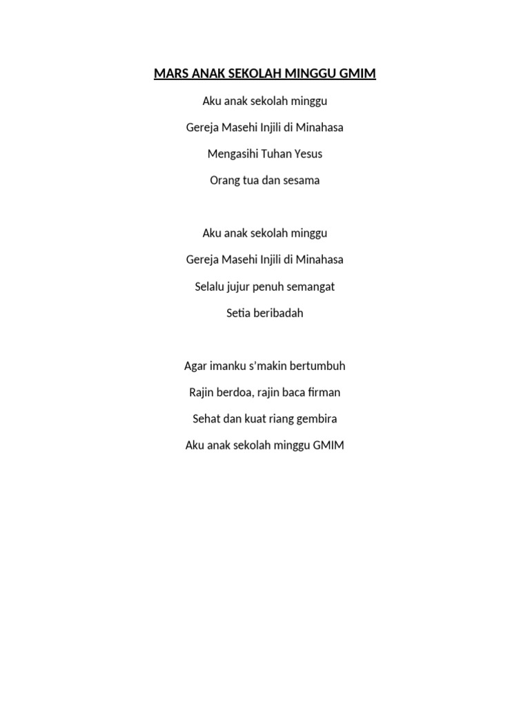 Mars Anak Sekolah Minggu Gmim | PDF