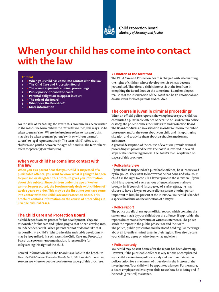 Brochure When Your Child Has Come Into Contact With The Law 2015 | PDF