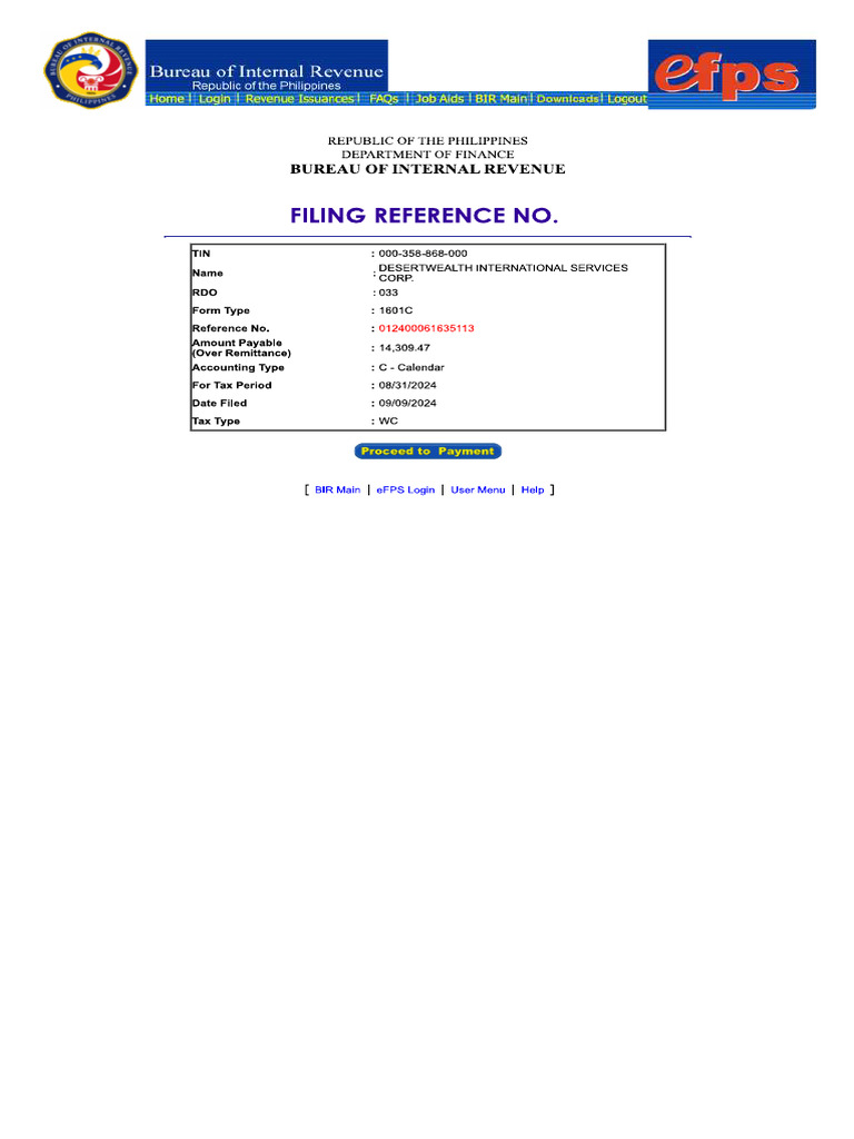 DISC 1601C AUG 2024 FORM Efps Filing | PDF