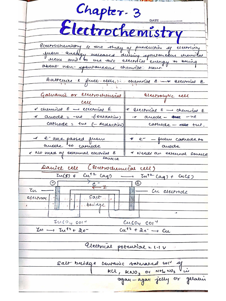 Electrochemistry Notes | PDF