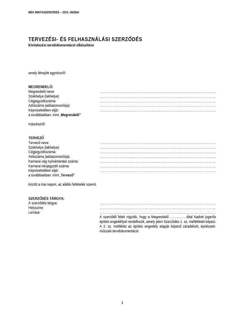 MEK MINTASZERZODES Kiviteli Terv 20151027 | PDF