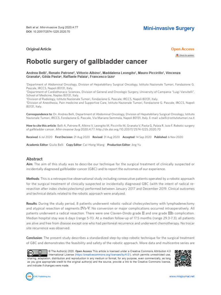 Robotic Surgery of Gallbladder Cancer | PDF | Surgery | Self-Improvement