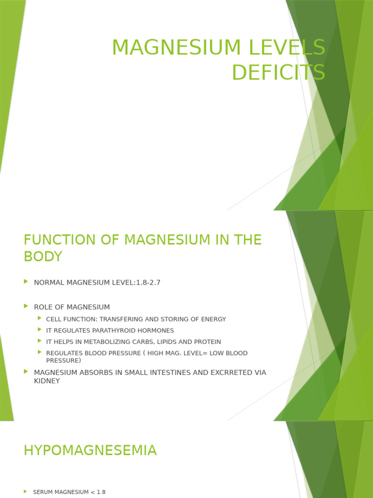 Magnesium Levels Deficits | PDF