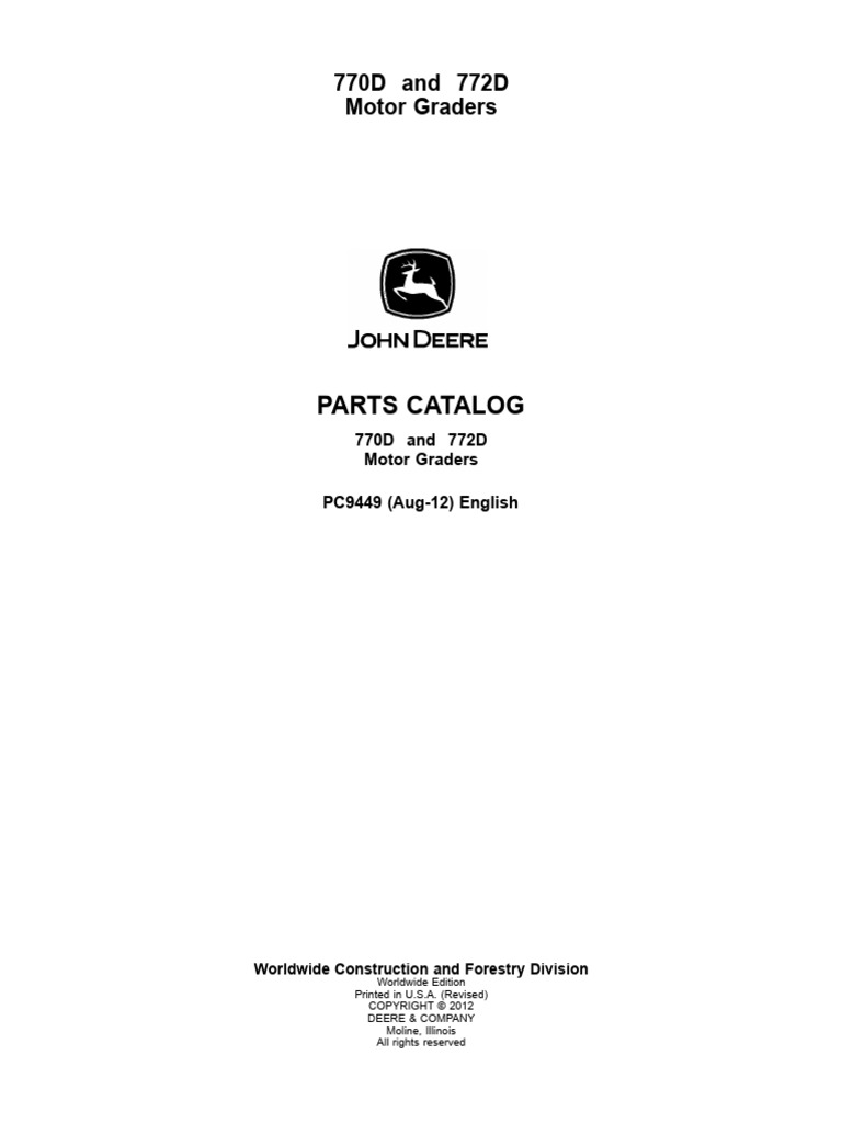 Parts Catalog: 770D and 772D Motor Graders | PDF
