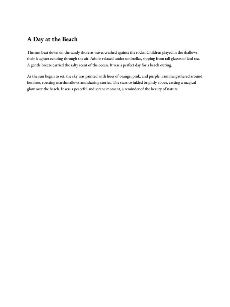 A Day at The Beach | PDF