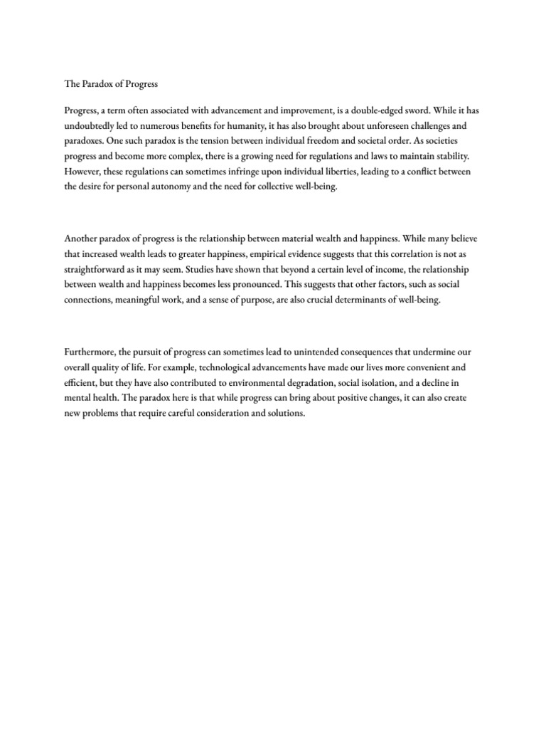 The Paradox of Progress | PDF