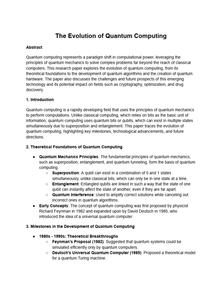 The Evolution Of Quantum Computing Pdf Quantum Computing Classes