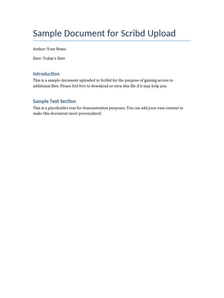 Sample Document For Scribd Upload | PDF