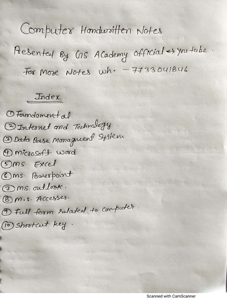 Computer Full Handwritten Notes | PDF
