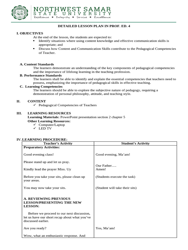 Detailed Lesson Plan Jeff Final | PDF