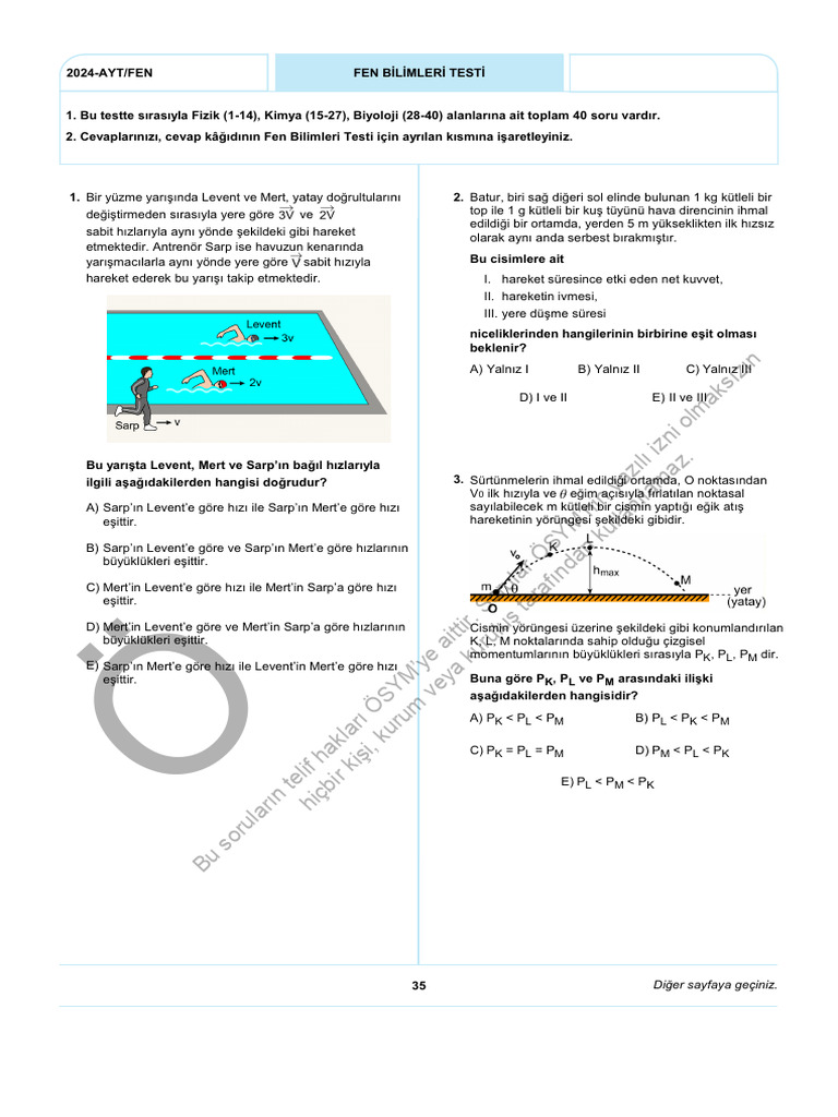 2024 ayt fizik | PDF