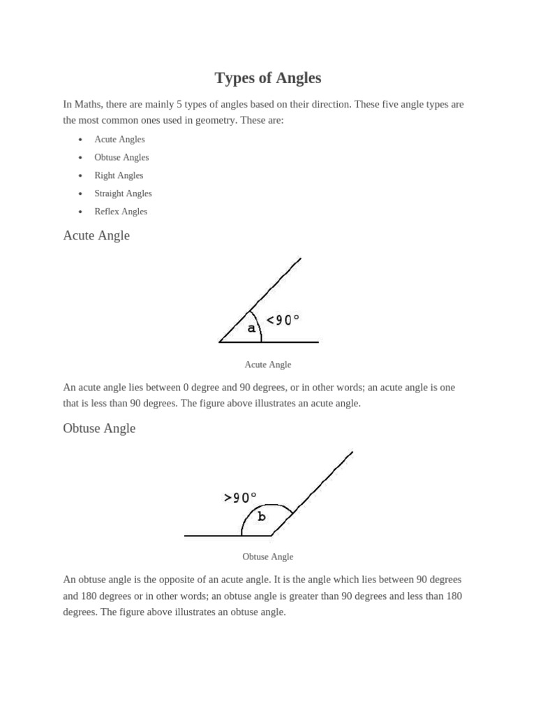 Types of Angles | PDF