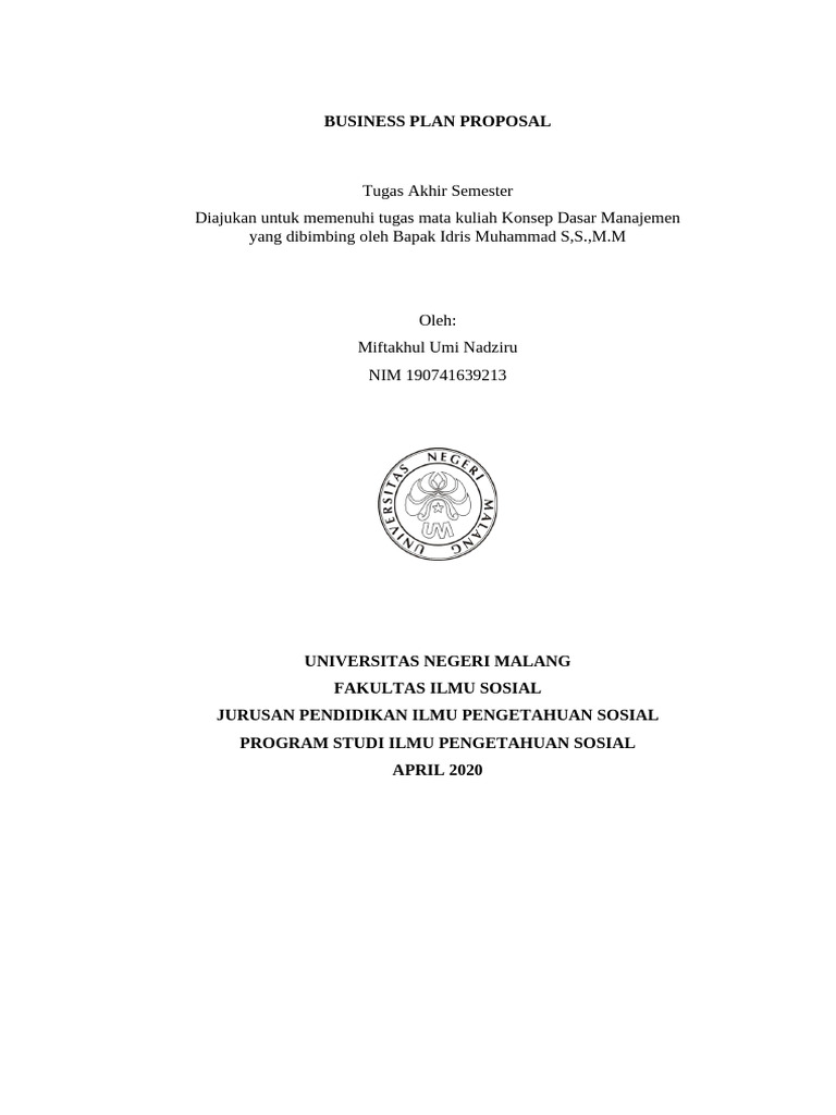 Miftakhul Umi Nadziru - Tugas UAS Proposal Usaha | PDF