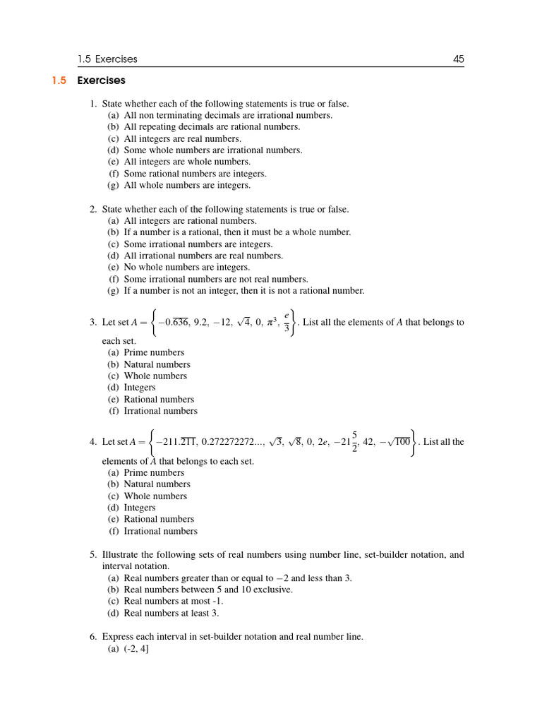 Supplementary Exercises (Chapter 1) | PDF | Numbers | Integer