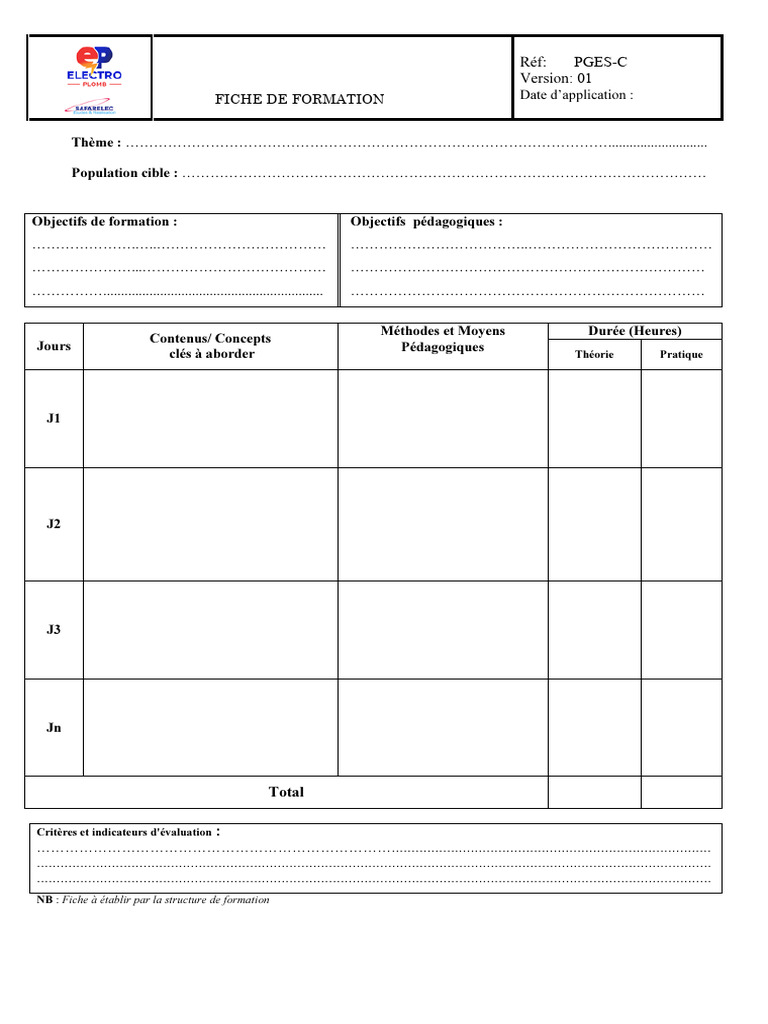 Finc 02 A Fiche Programme D Une Action De Formation Pdf