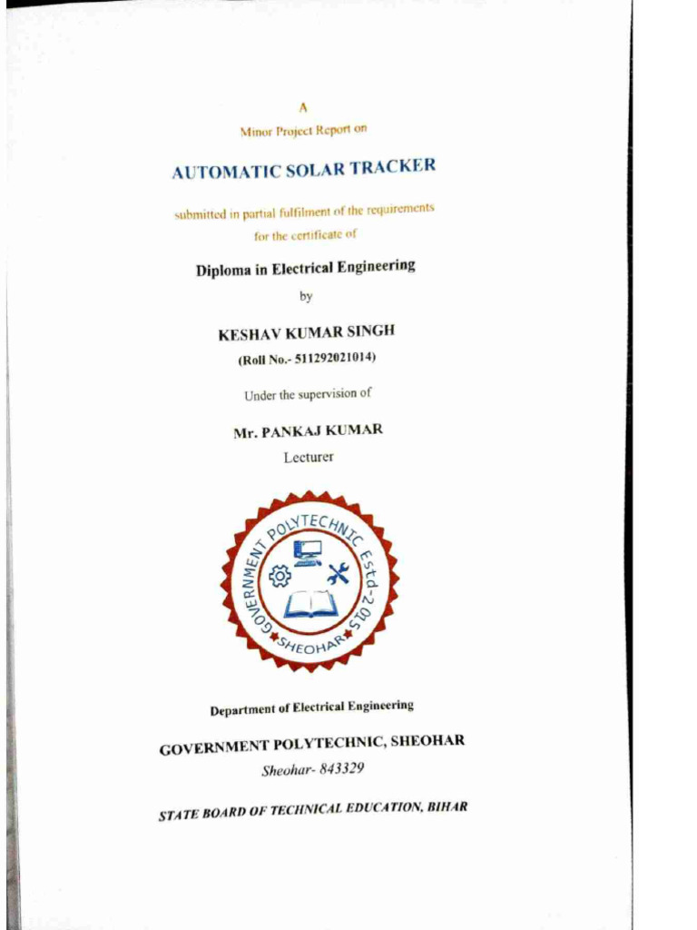 Automatic Solar Tracker Project Presentation | PDF