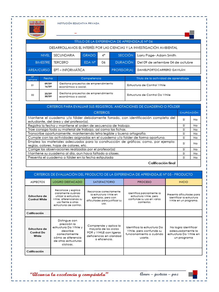 Temario Eda 06 4to Sec Ept Iep Sis 2024 | PDF