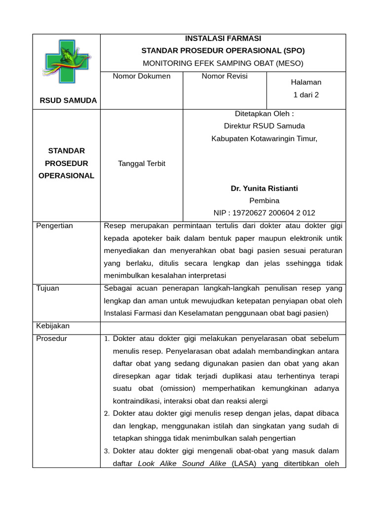 Spo Monitoring Efek Samping Obat (Meso) | PDF