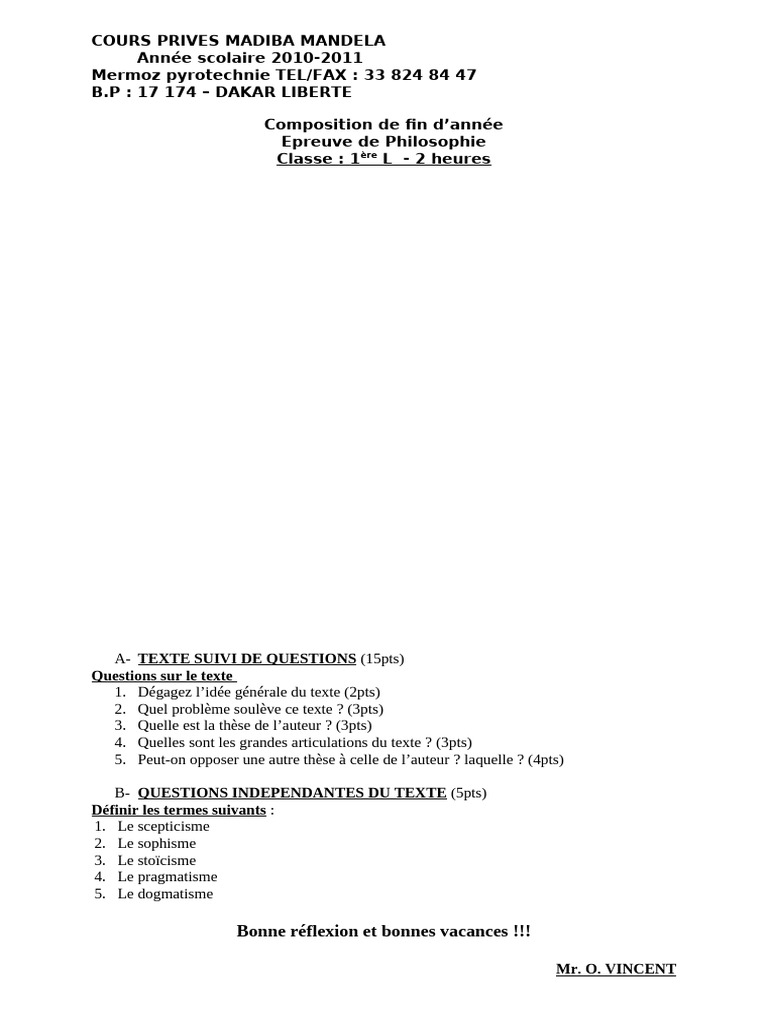 Compo Philo 1ère L | PDF