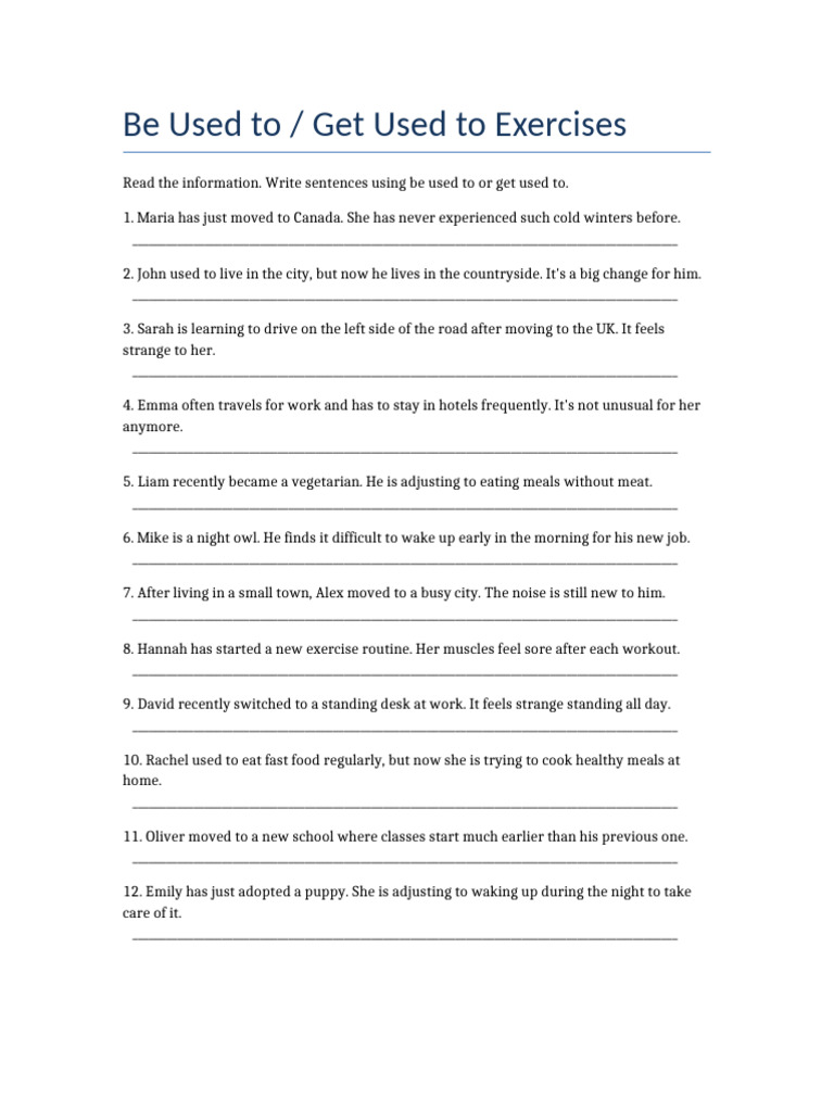 Be Used To Get Used To Exercises | PDF