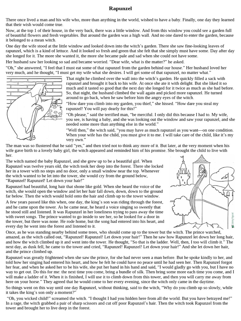 Rapunzel - Reading Comprehension | PDF