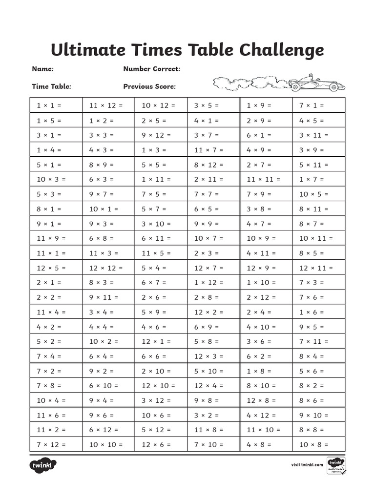 Search For Ultimate Times Tables Challenge 1 Resources | PDF