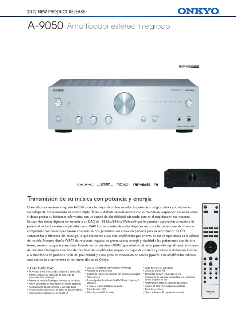 Onkyo A-9050 Datasheet ES | PDF