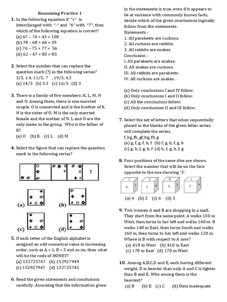 Reasoning Mixed Practice | PDF | Teaching Methods & Materials