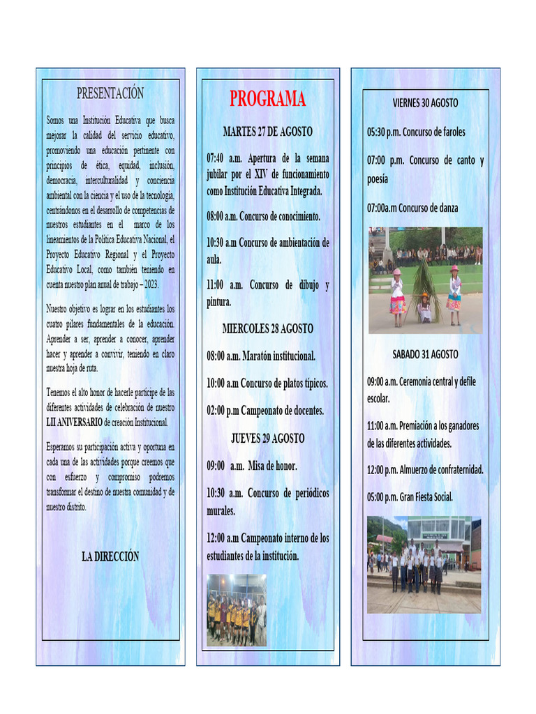 Triptico Aniversario 2024 | PDF