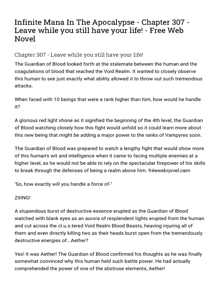 Infinite Mana in The Apocalypse - Chapter 307 - Leave While You | PDF