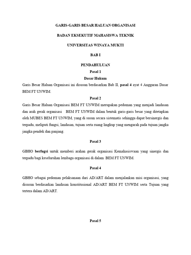 8 Garis Besar Haluan Organisasi (Gbho) | PDF