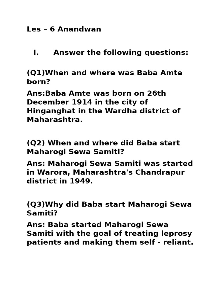 Anandwan - Les 5 | PDF