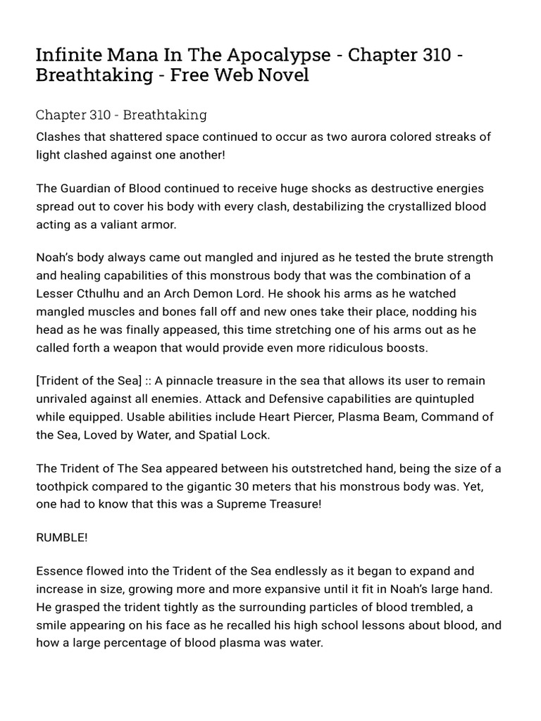 Infinite Mana in The Apocalypse - Chapter 310 - Breathtaking - F | PDF